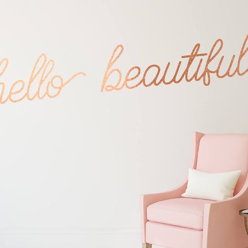 Hello Beautiful Vinyl Decal Copper Wall Decal / Hello - Etsy
