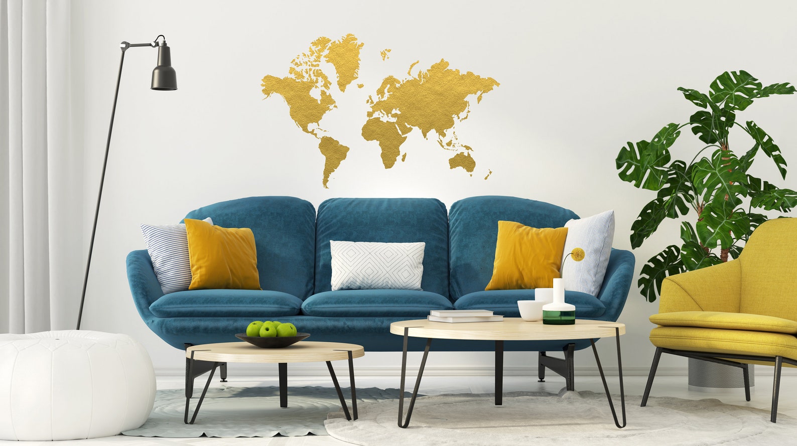 Copper World Map Wall Decal // Copper Office Decor / Office | Etsy