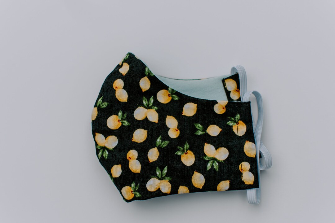 3 Layer Face Mask // Cotton Face Mask - Lemon Face Mask - Spring Mask ...