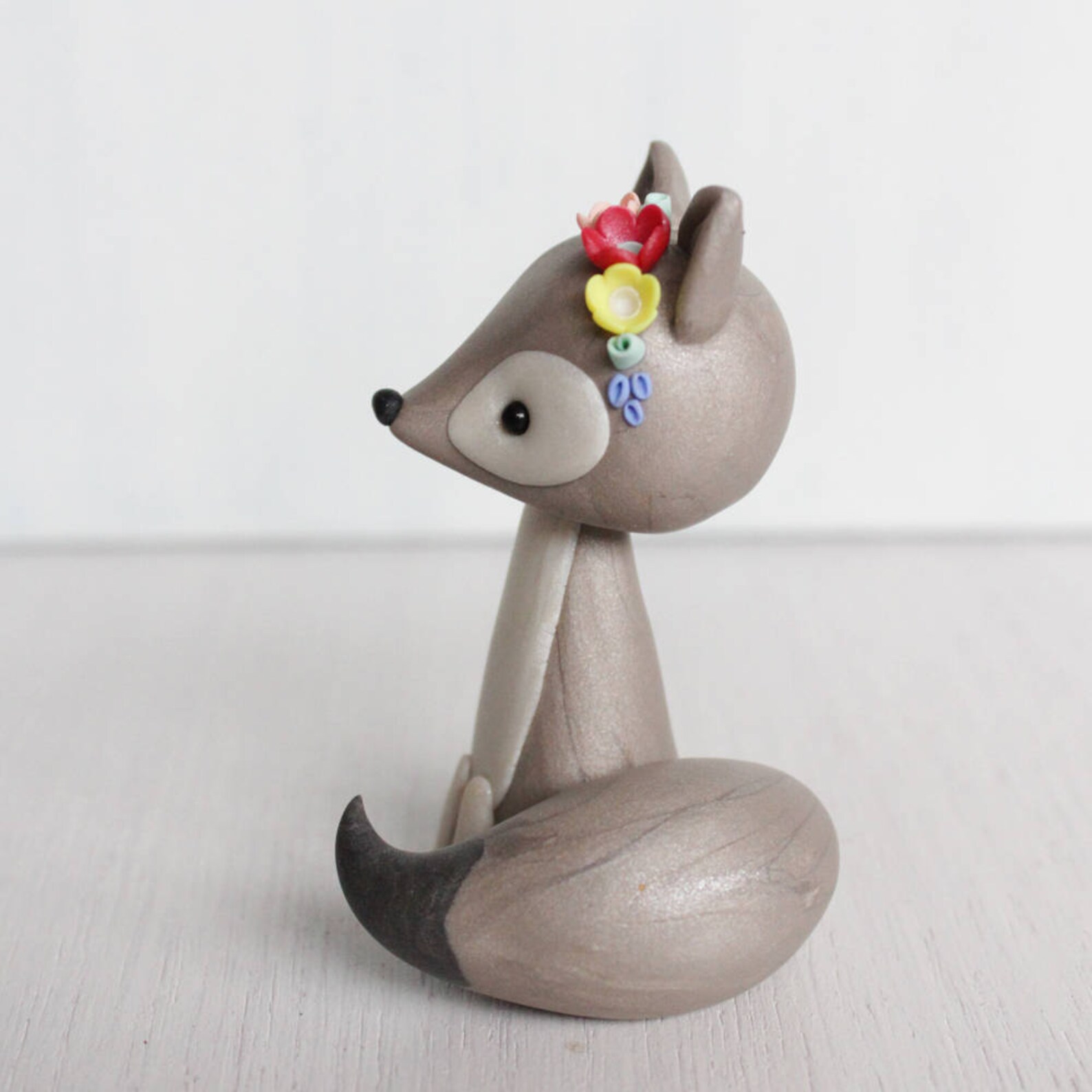 Wolf Clay Figurine Boho Style Wolf Sculpture Wolf Woodland - Etsy