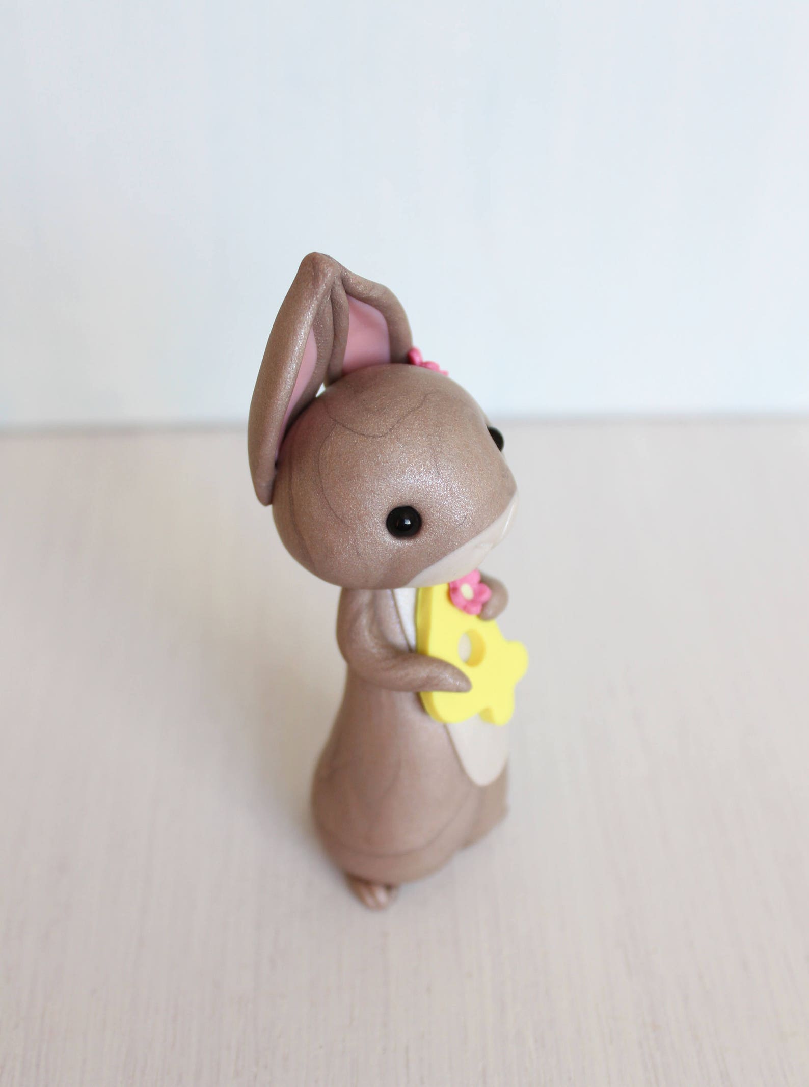 Bunny Rabbit Birthday Cake Topper - Personalised Polymer Clay Figurine ...