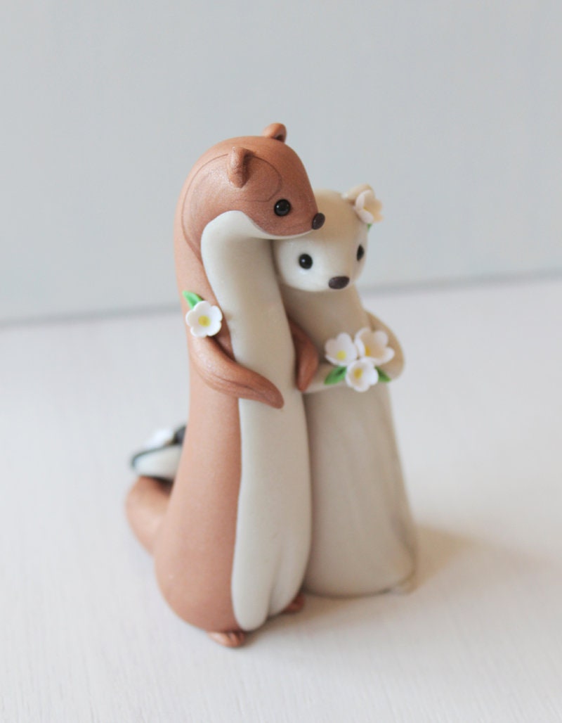 Weasel Wedding Cake Topper polymer clay animal cake topper | Etsy