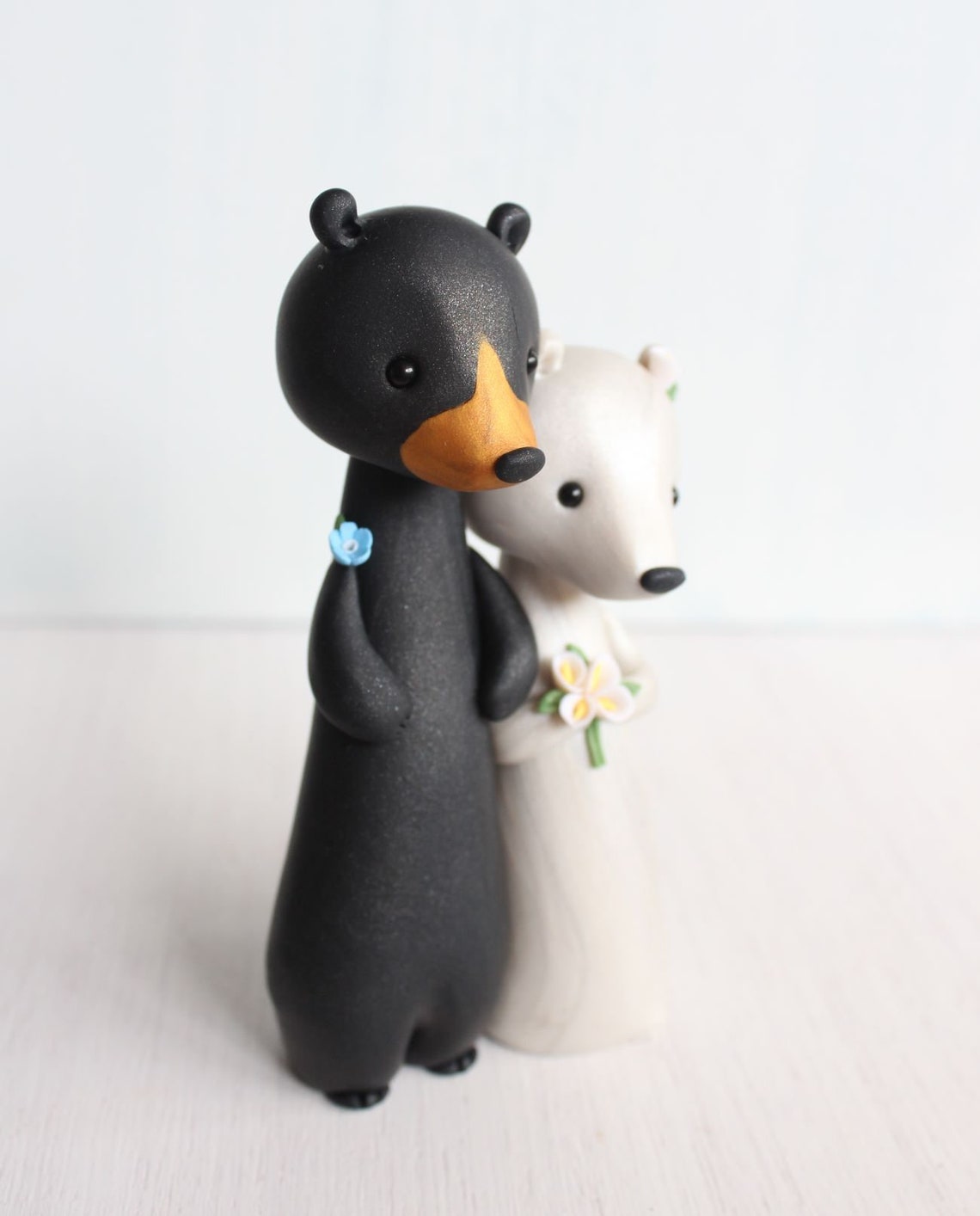 Black Bear and Polar Bear Wedding Cake Topper Figurines by | Etsy