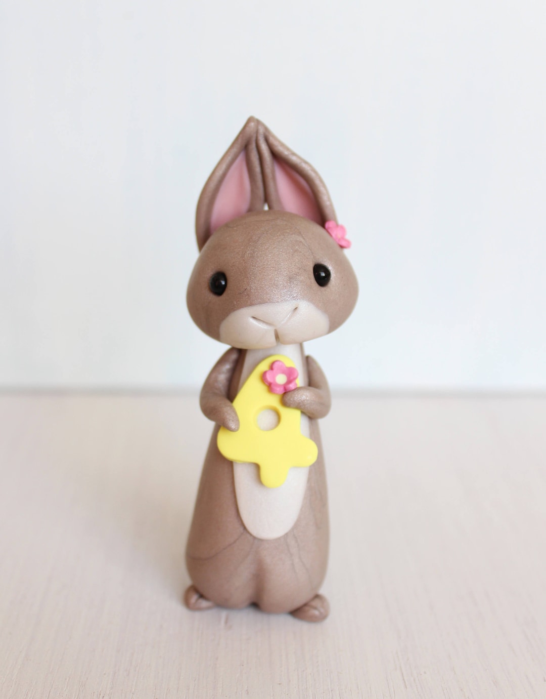 Bunny Rabbit Birthday Cake Topper - Personalised Polymer Clay Figurine ...