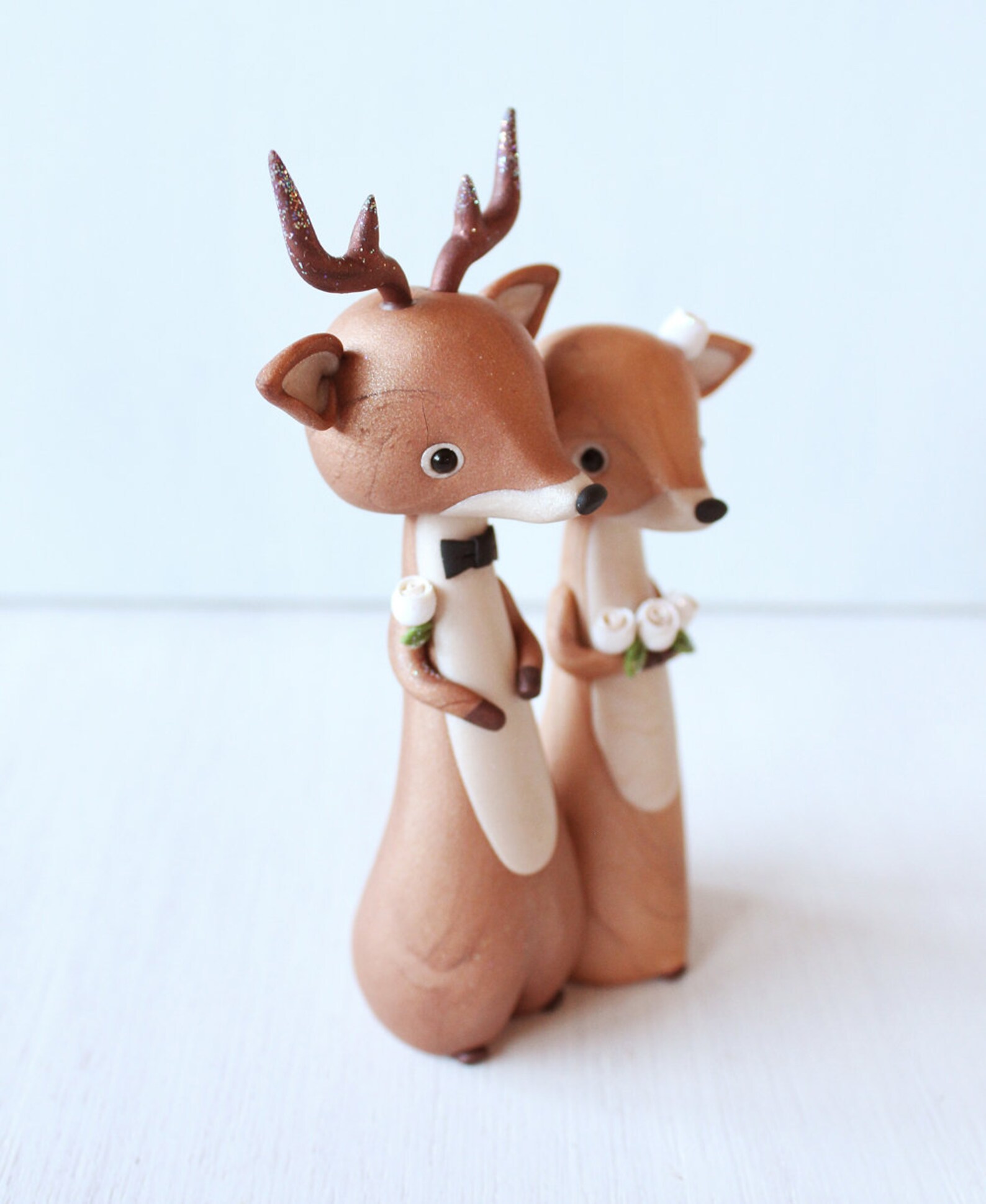 Stag and Doe Deer Wedding Cake Topper Polymer Clay | Etsy