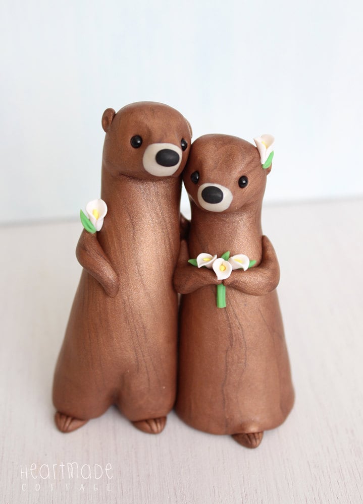 Marmot Wedding Cake Topper animal clay cake topper and | Etsy