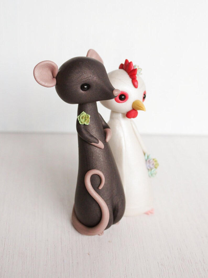 Mouse and Hen Wedding Cake Topper Personalised Animal Clay - Etsy