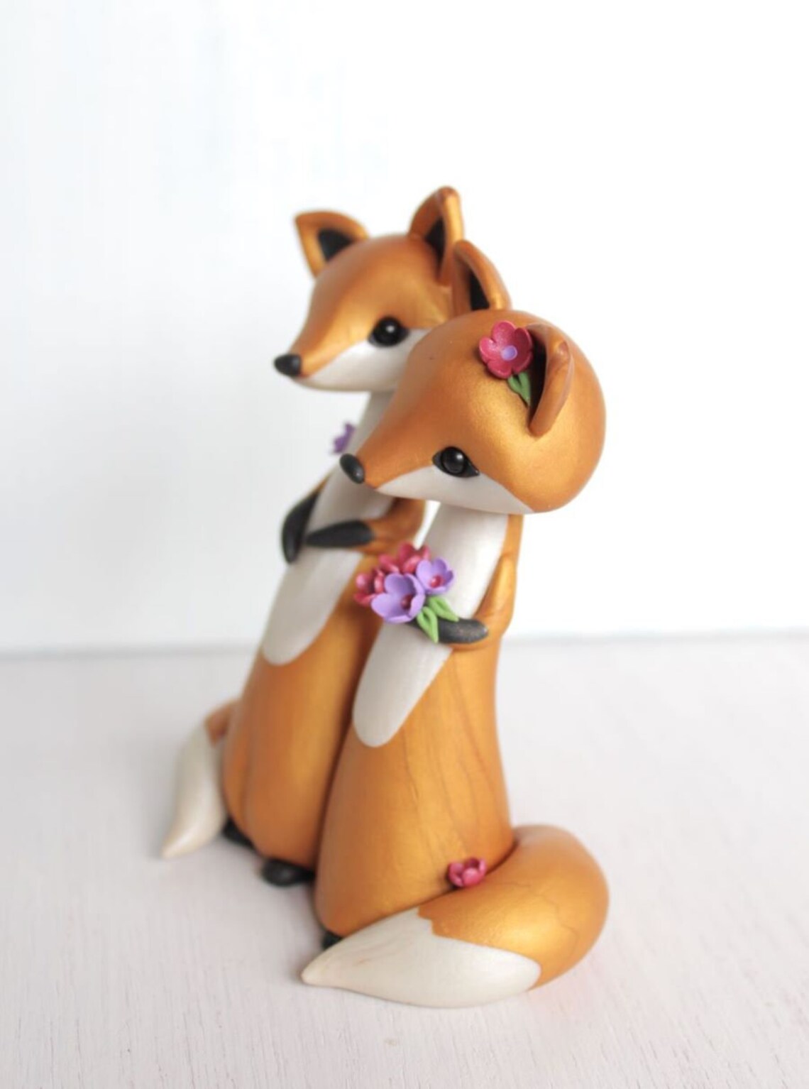 Red Foxes Wedding Cake Topper Personalized Fox Polymer Clay - Etsy