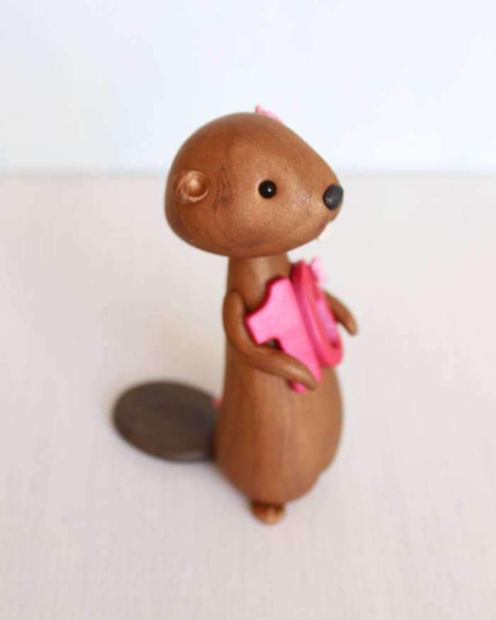 Beaver Birthday Cake Topper personalised polymer clay | Etsy