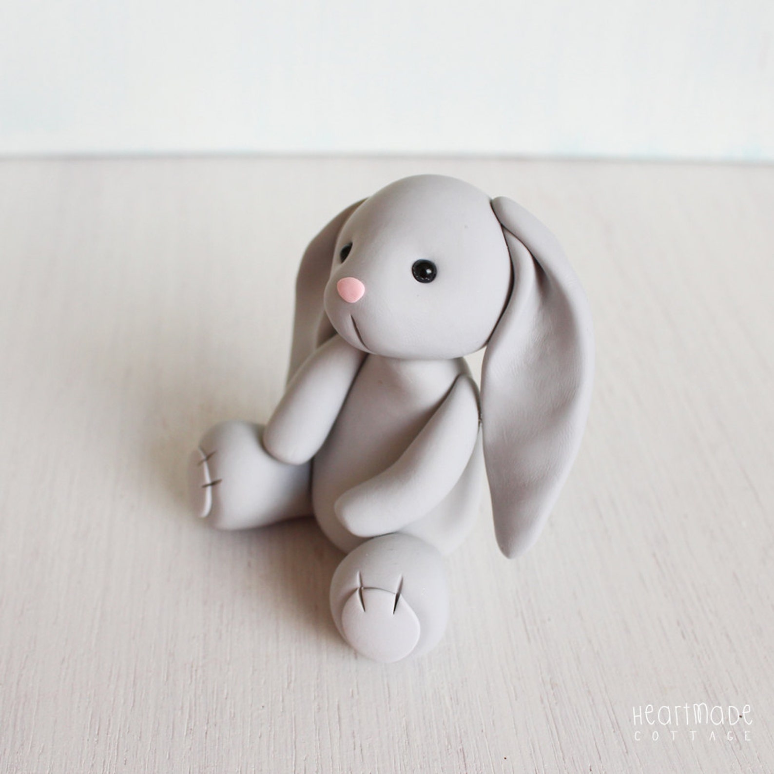 Gray Bunny Rabbit Cake Topper: Handmade Polymer Clay Keepsake - Etsy ...