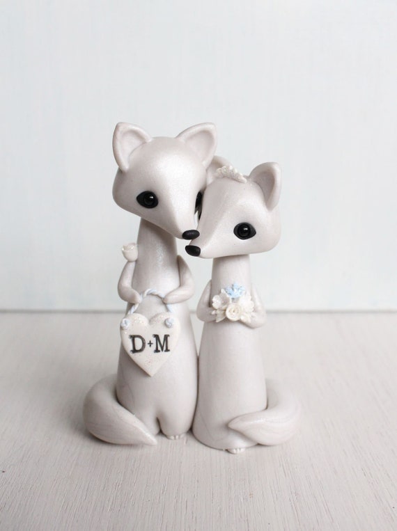 Arctic Fox Wedding Cake Topper Winter Fox Cake Topper and | Etsy