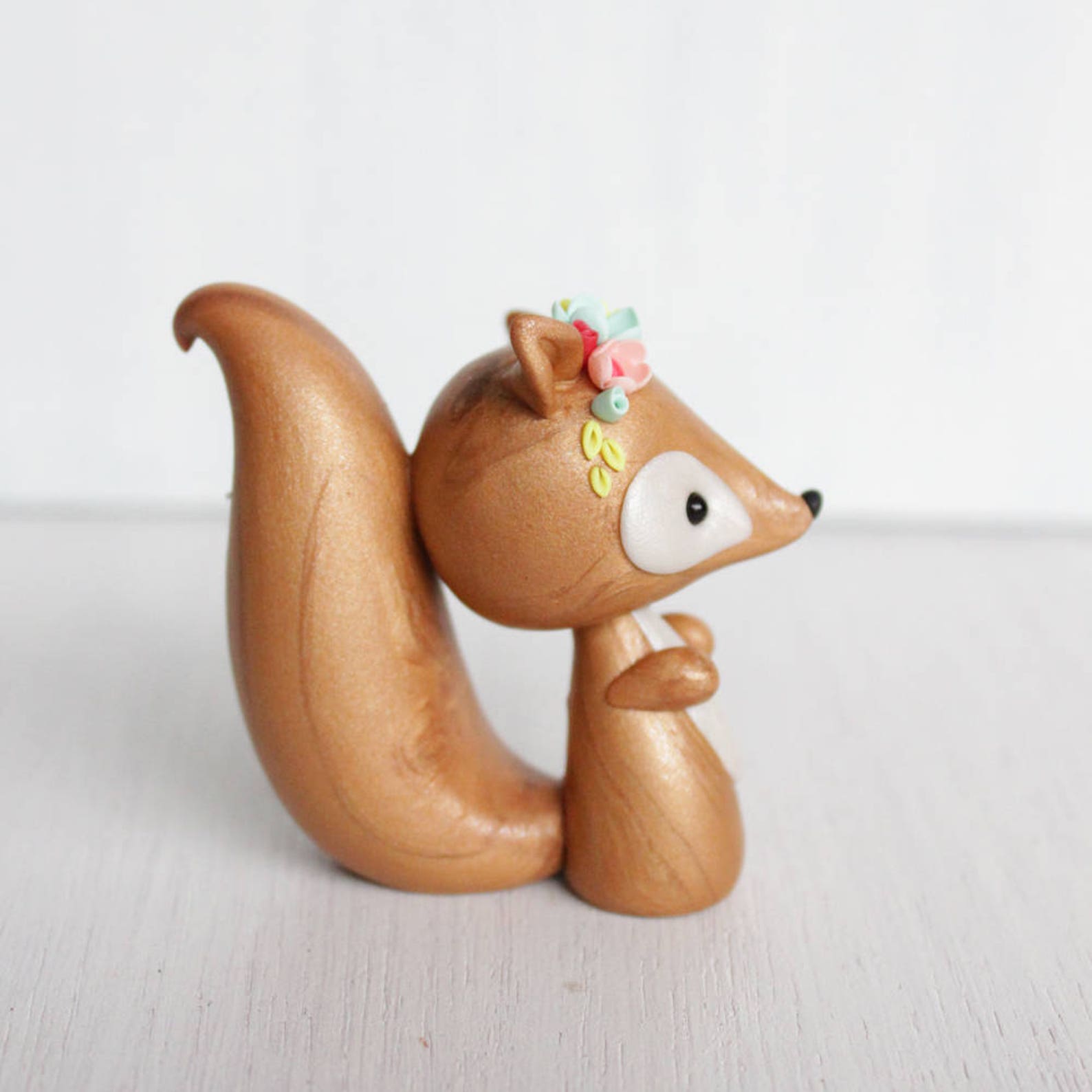 Squirrel Clay Figurine Boho Style Squirrel Sculpture - Etsy