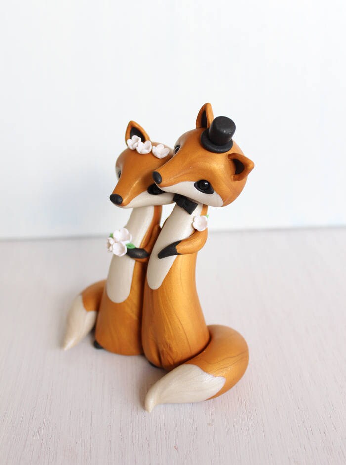Fox Bride and Groom Red Fox Wedding Cake Topper Woodland | Etsy Canada