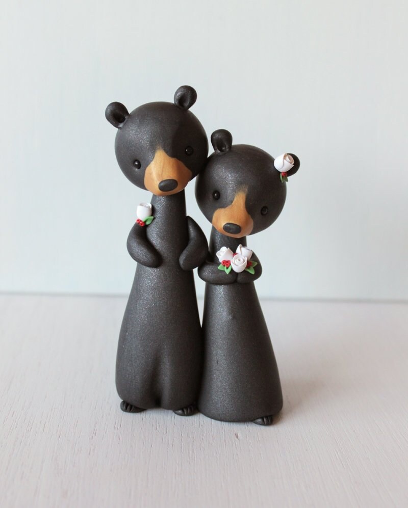 Black Bear Wedding Cake Topper: Woodland Christmas Wedding Figurine - Etsy