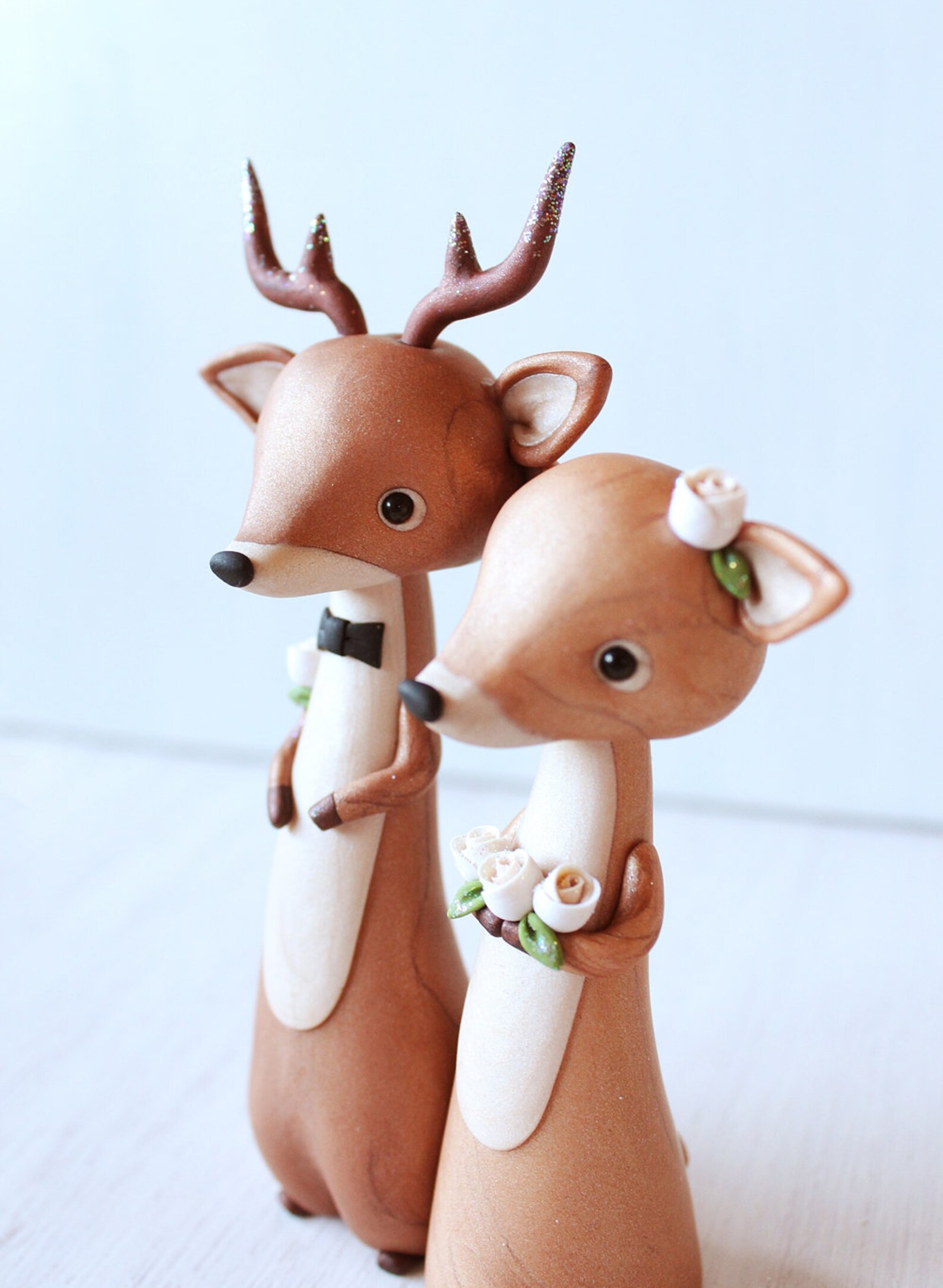 Stag and Doe Deer Wedding Cake Topper Polymer Clay - Etsy UK