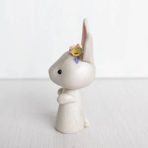 White Rabbit Clay Figurine - Boho Style Bunny Sculpture - Rabbit ...