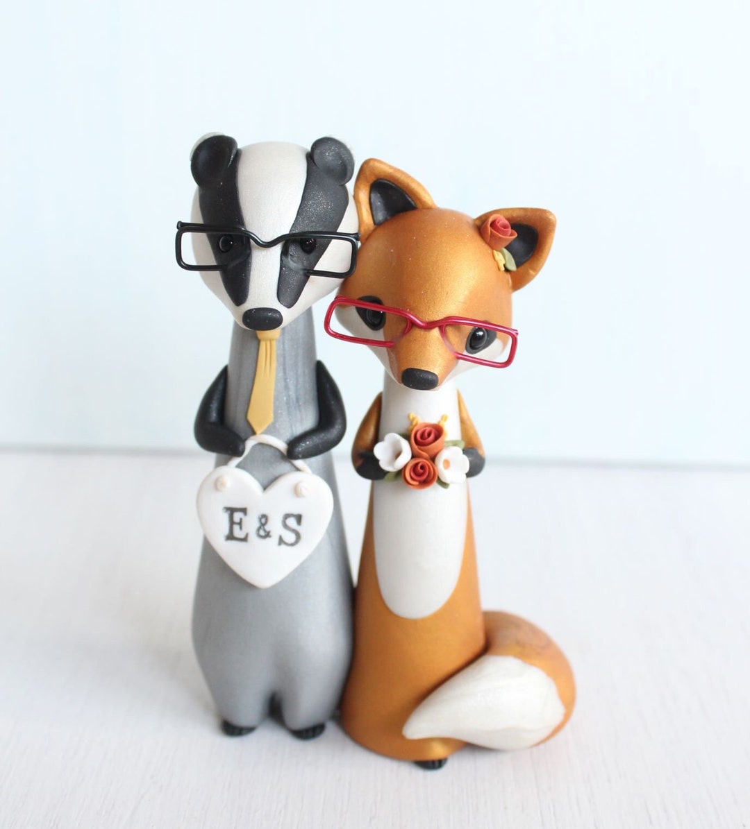 Badger and Fox Wedding Cake Topper - Woodland Wedding Cake Topper and ...