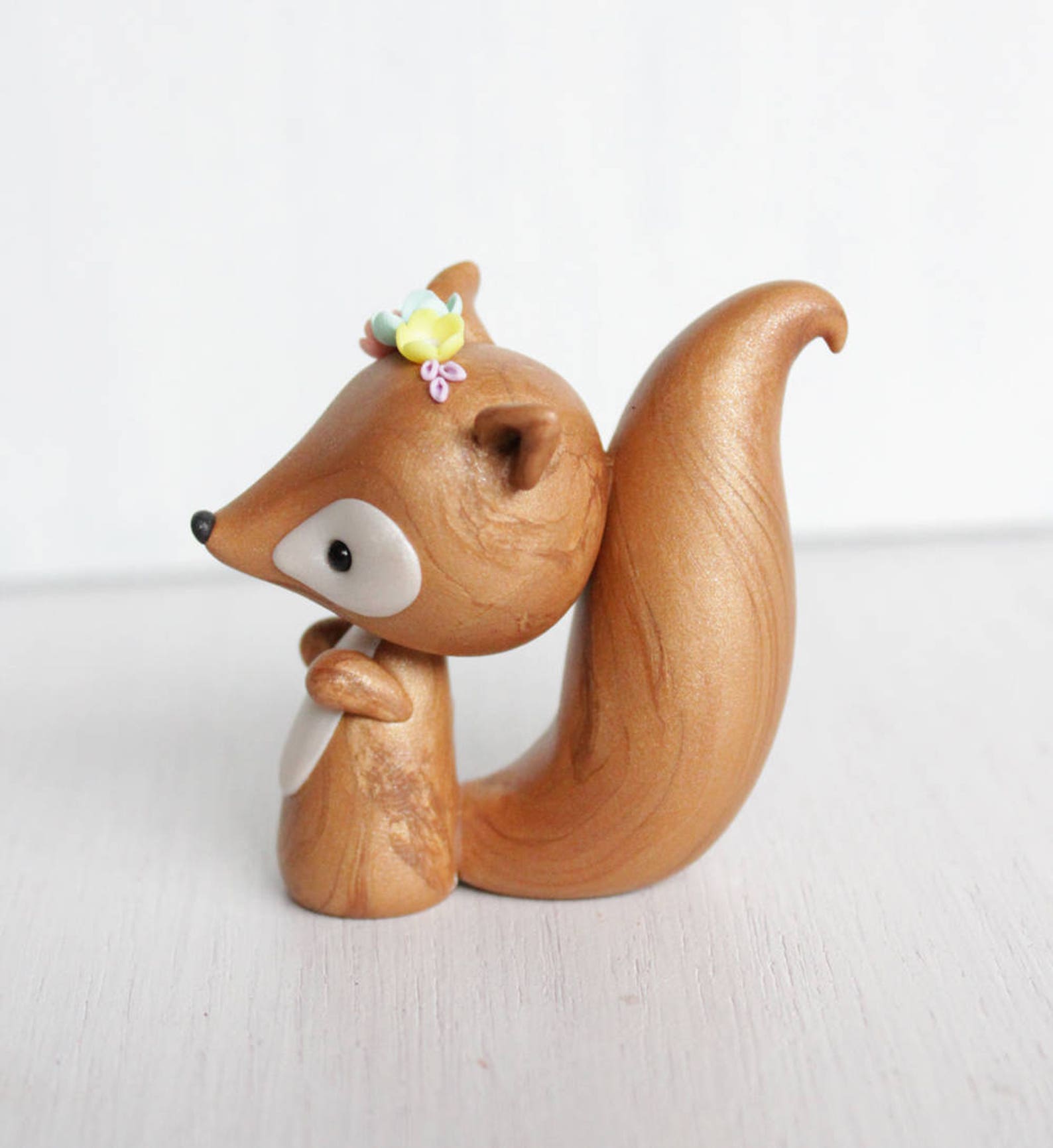 Squirrel Clay Figurine Boho Style Squirrel Sculpture - Etsy
