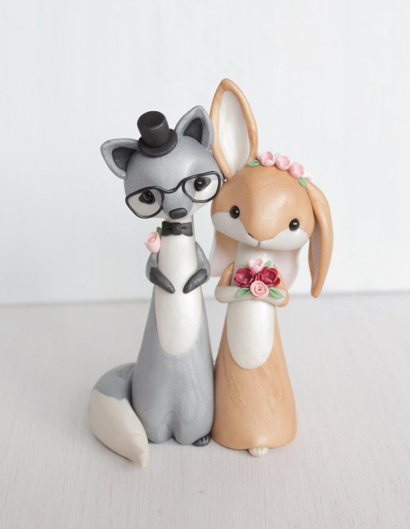Silver Fox and Rabbit Wedding Cake Topper animal wedding | Etsy