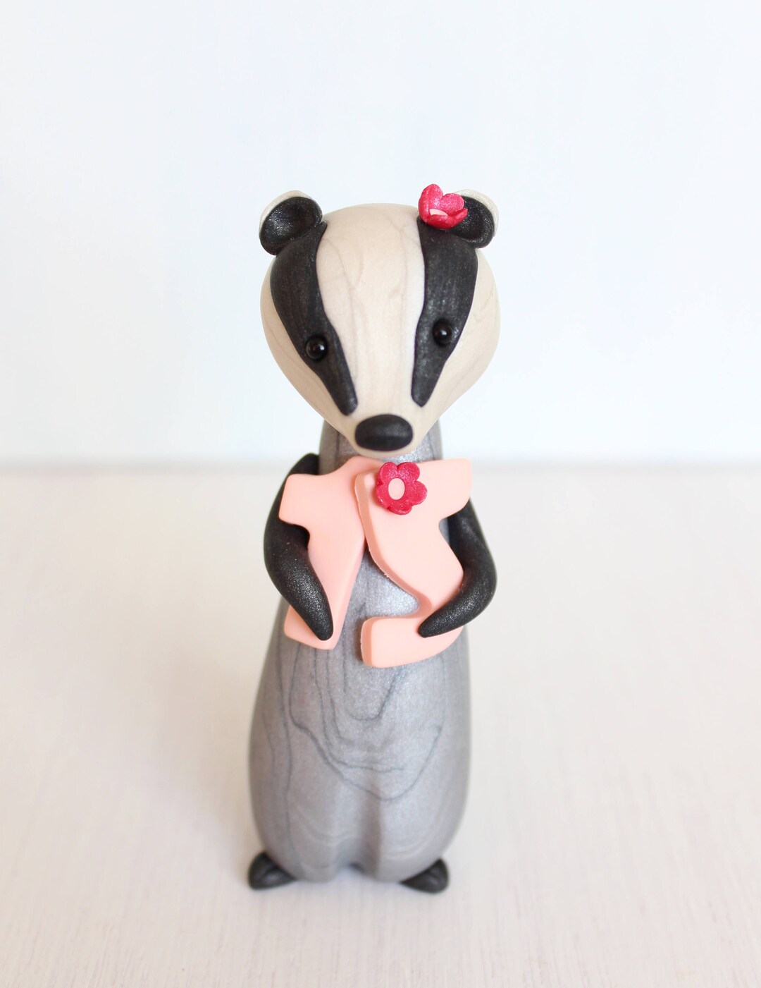Badger Birthday Cake Topper - Personalised Polymer Clay Figurine by ...