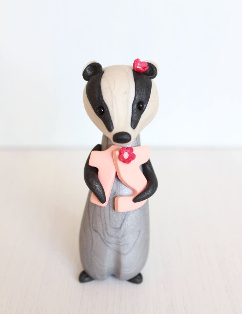 Badger Birthday Cake Topper Personalised Polymer Clay | Etsy