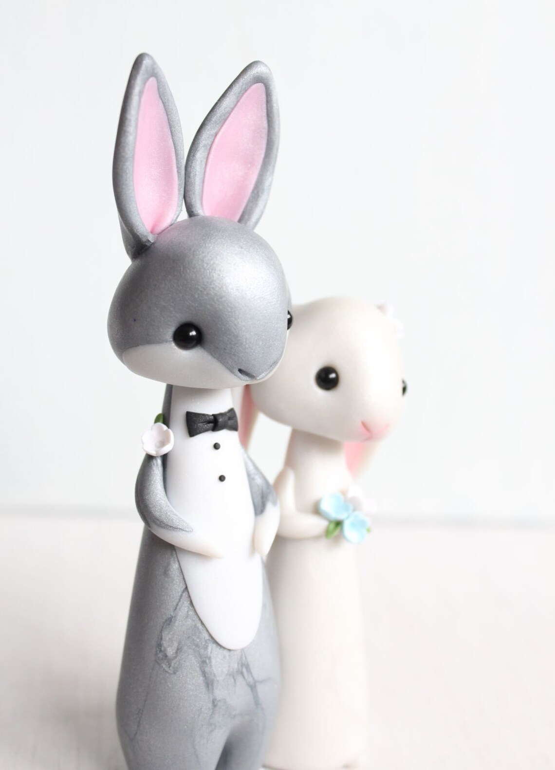 Rabbit Wedding Cake Topper: Personalized Polymer Clay Bunny Figurine ...