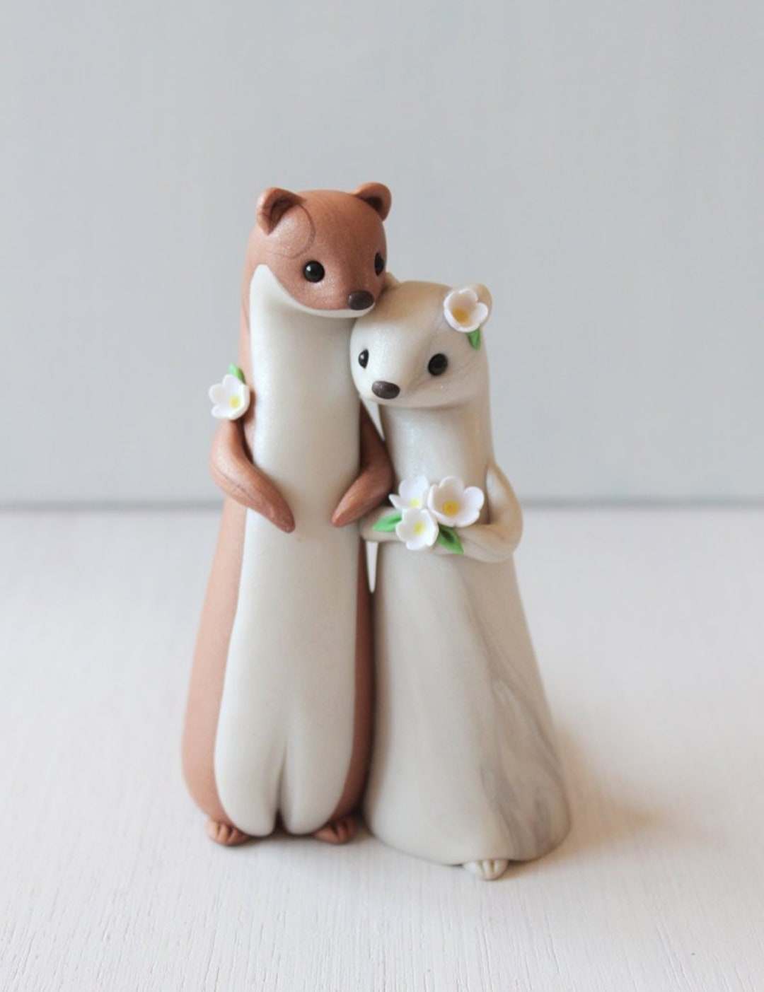 Weasel Wedding Cake Topper - Polymer Clay Animal Cake Topper and ...