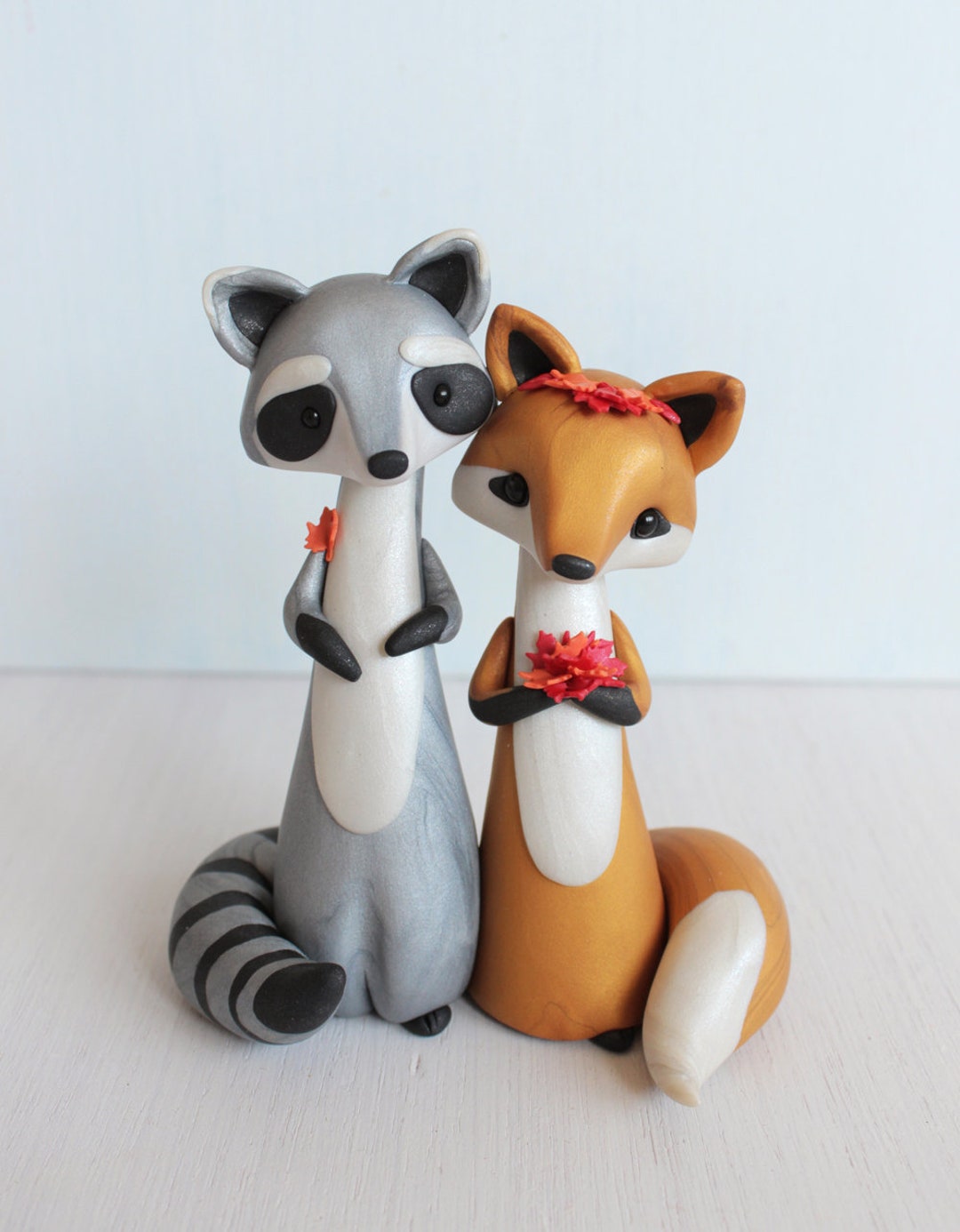 Fox and Raccoon Wedding Cake Topper - Woodland Wedding Cake Topper and ...