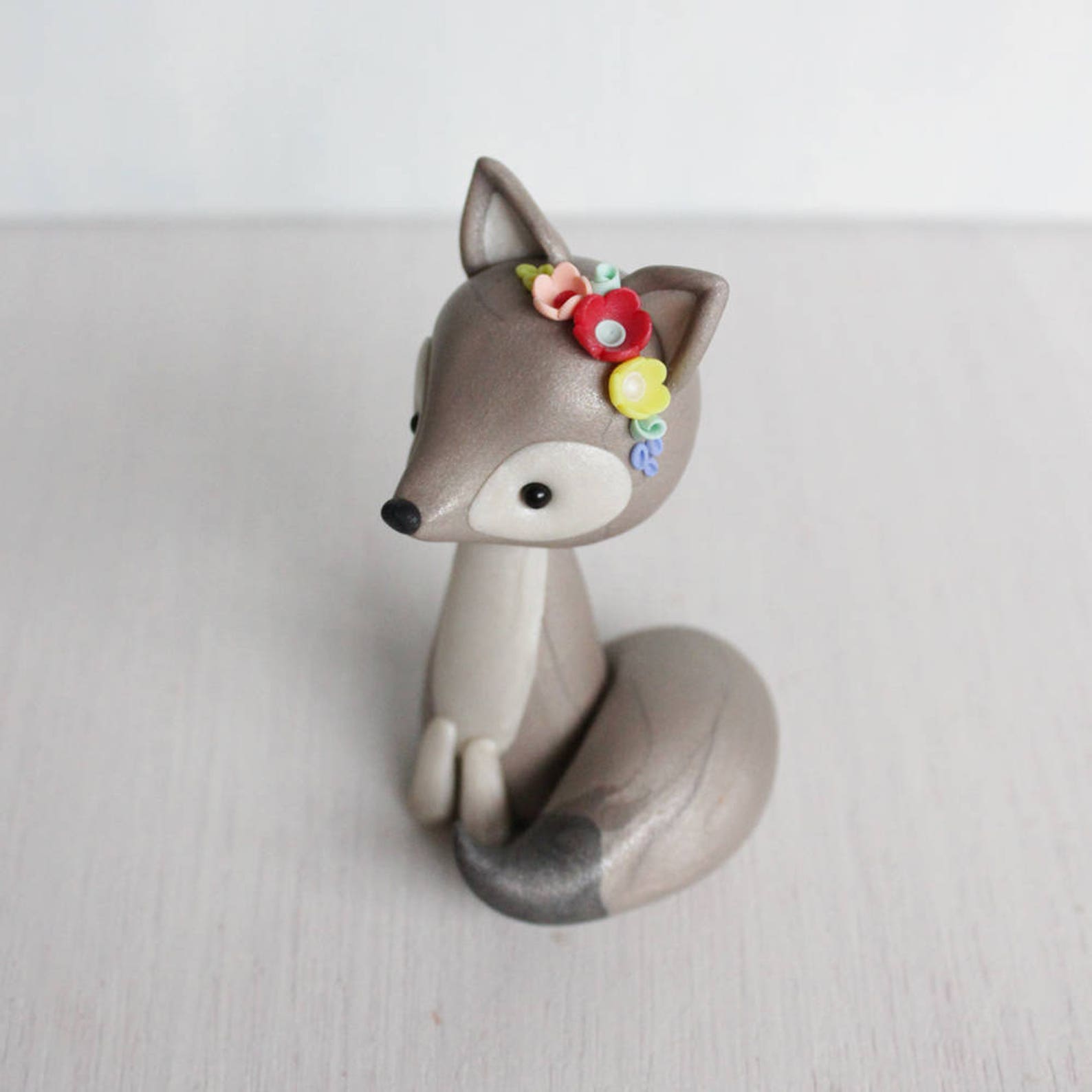 Wolf Clay Figurine Boho Style Wolf Sculpture Wolf Woodland - Etsy