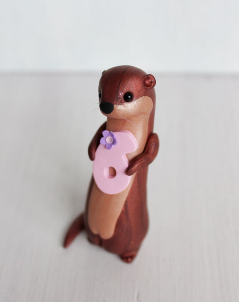 Otter Birthday Cake Topper - Personalised Polymer Clay Figurine by ...