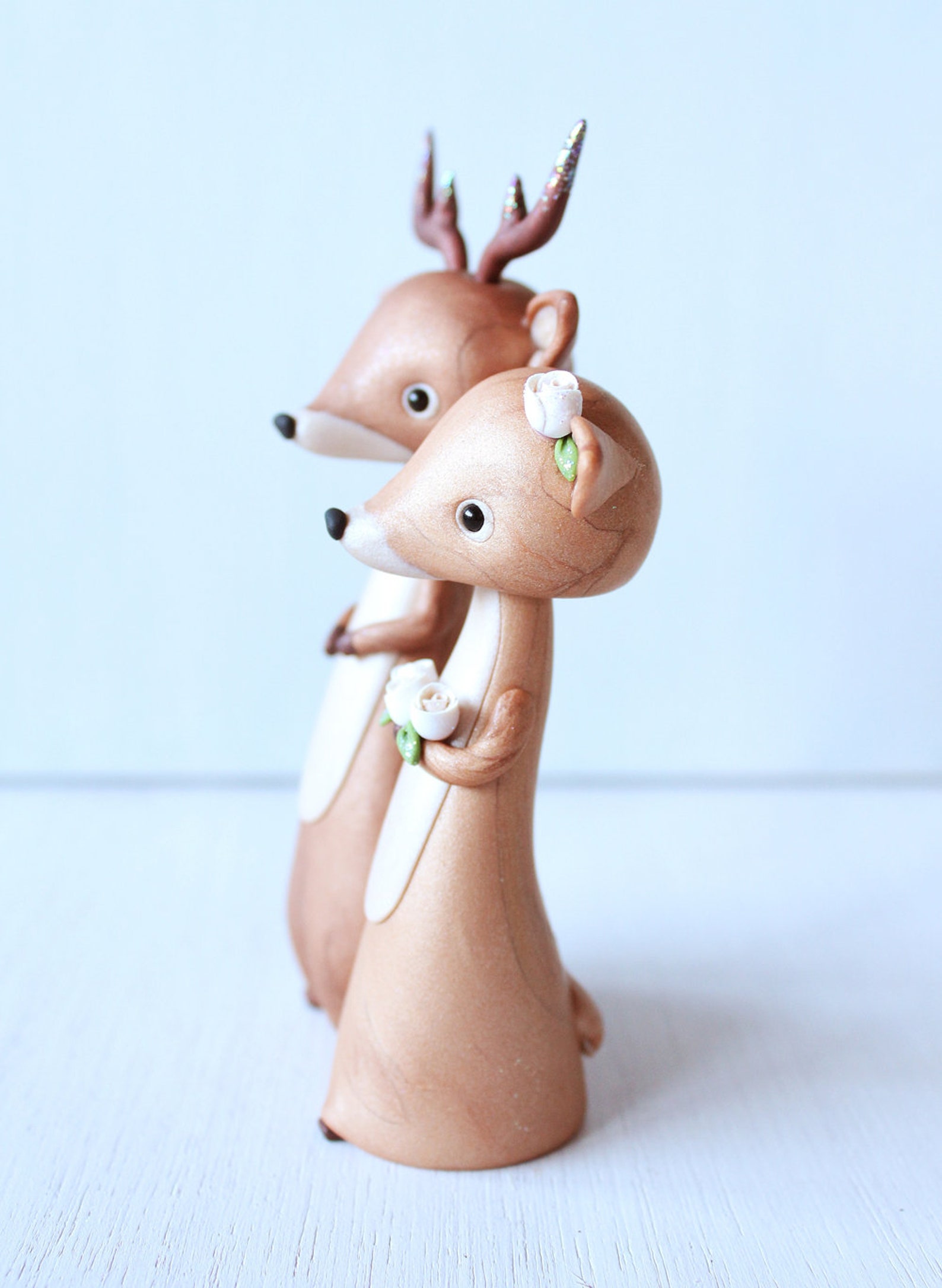 Stag and Doe Deer Wedding Cake Topper Polymer Clay - Etsy UK