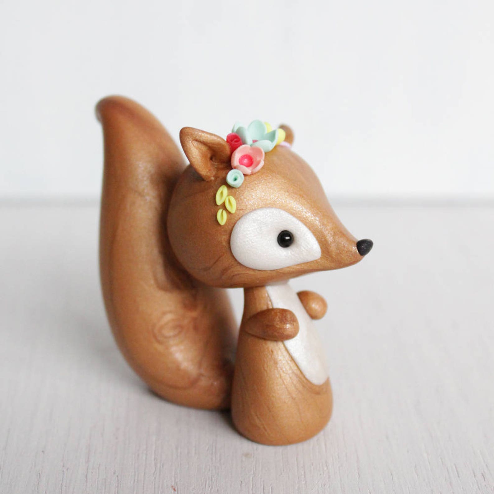 Squirrel Clay Figurine Boho Style Squirrel Sculpture - Etsy