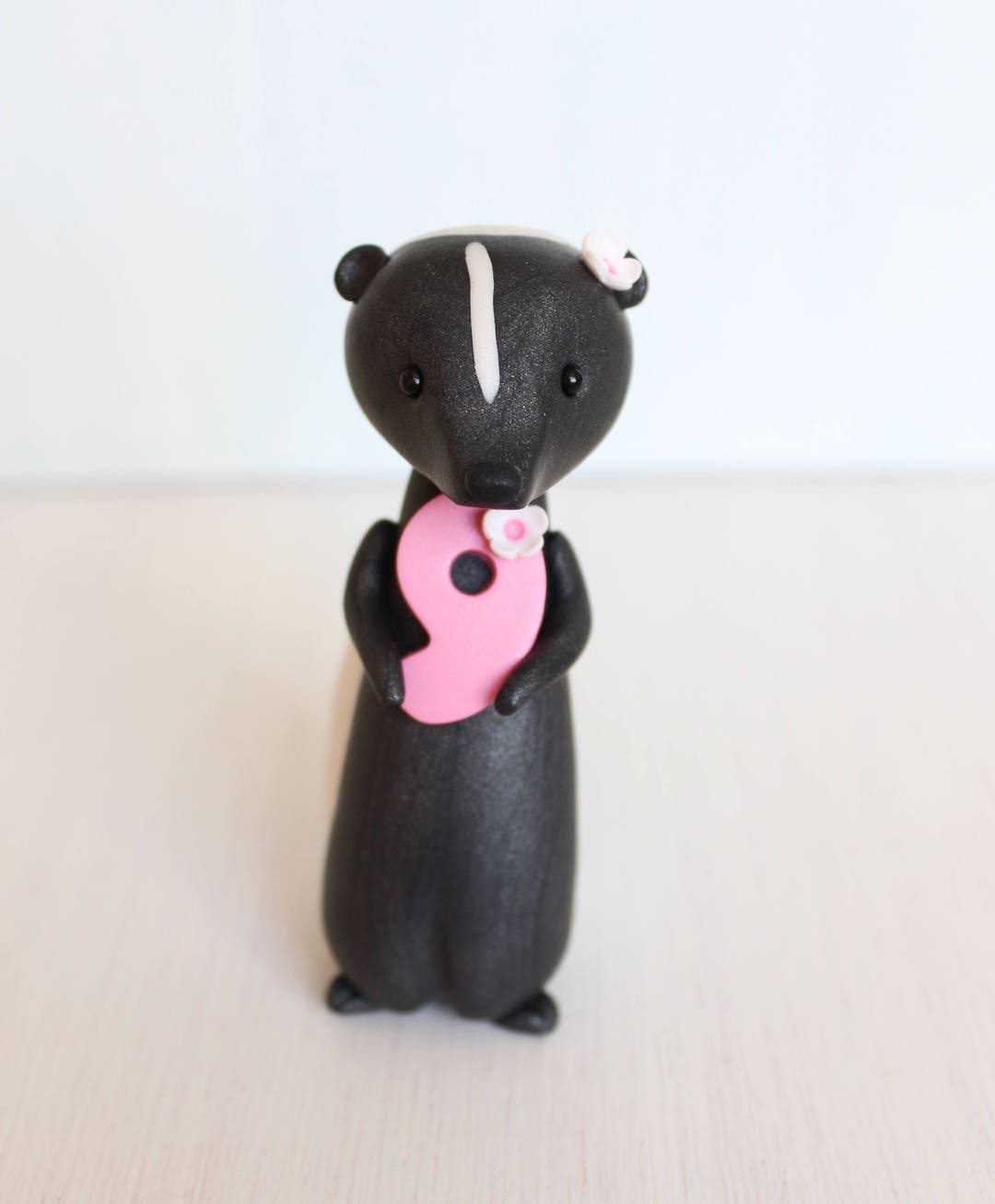 Skunk Birthday Cake Topper Personalised Polymer Clay Figurine by ...