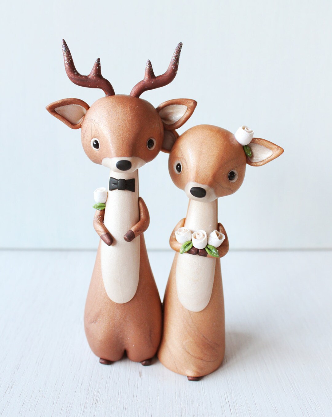 Stag and Doe - Deer Wedding Cake Topper - Polymer Clay Ornament by ...