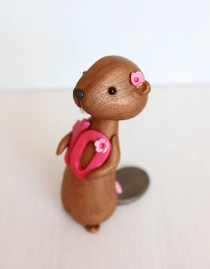 Beaver Birthday Cake Topper personalised polymer clay | Etsy