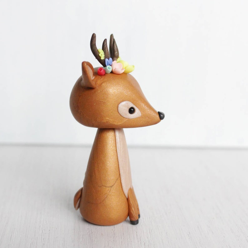 Deer Clay Figurine Boho Style Deer Sculpture Deer Woodland - Etsy