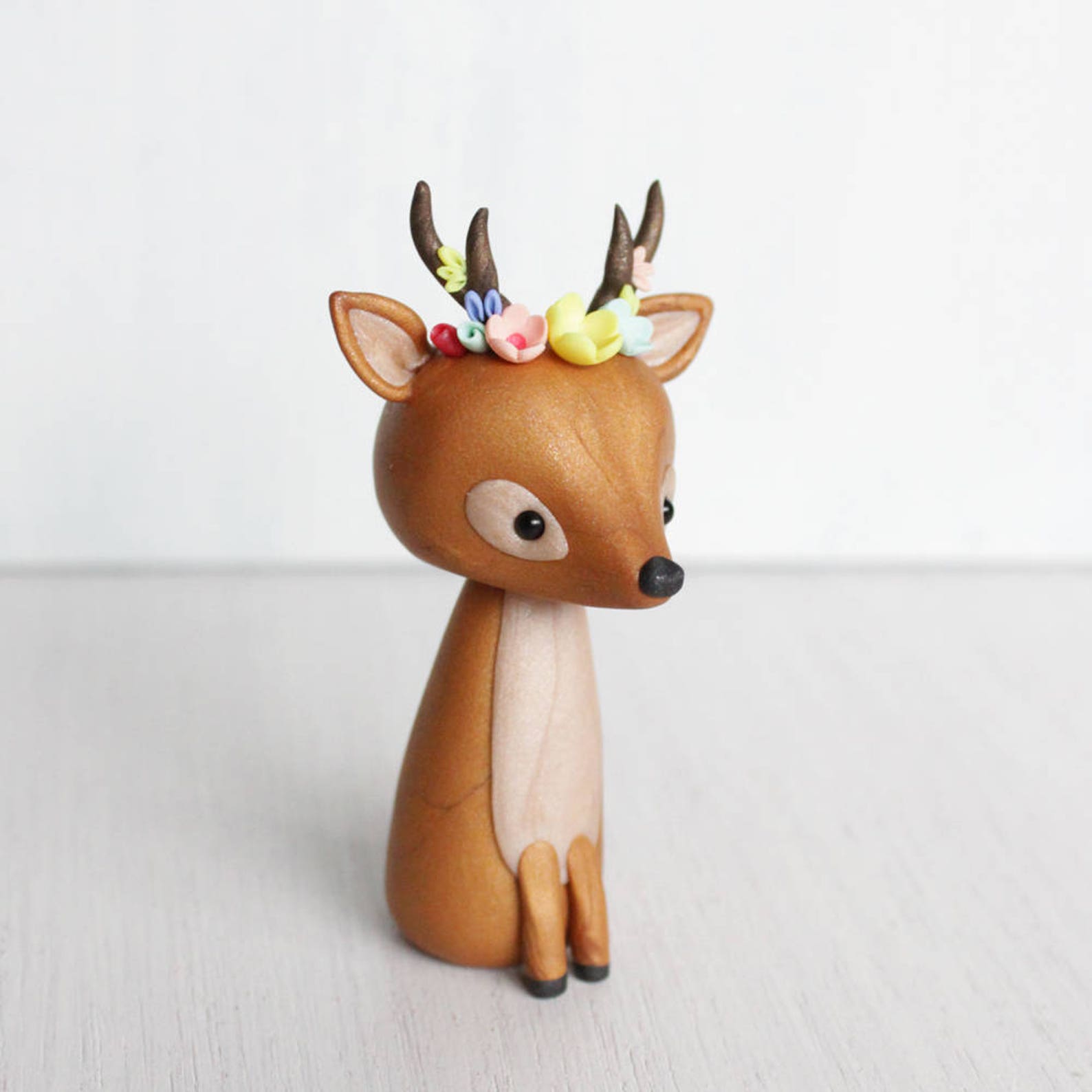 Deer Clay Figurine Boho Style Deer Sculpture Deer Woodland - Etsy