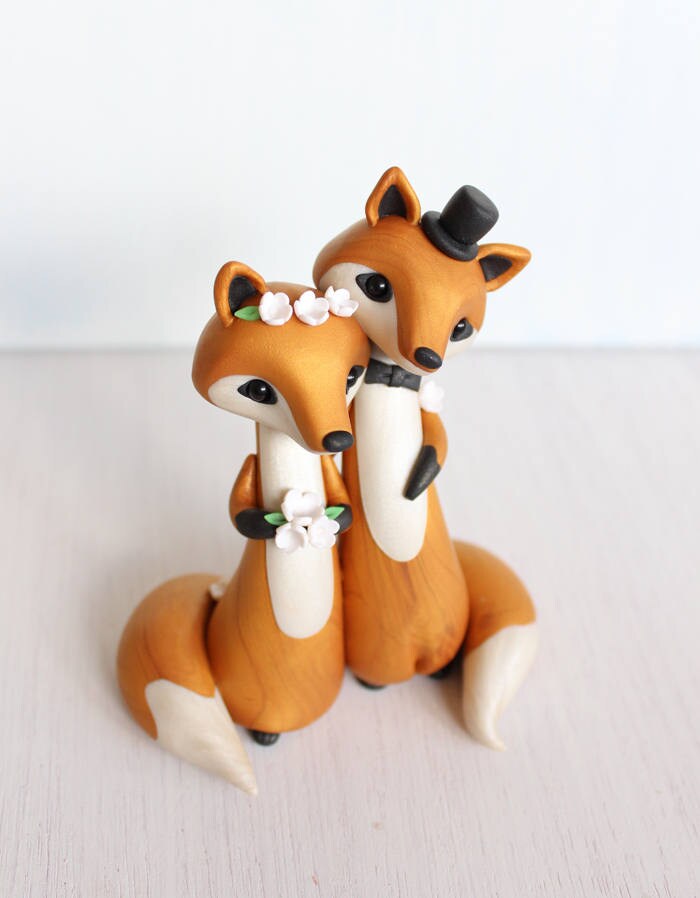 Fox Bride and Groom Red Fox Wedding Cake Topper Woodland | Etsy Canada