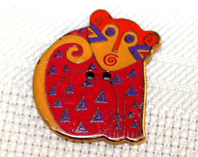 Harder to Find MONKEY Button Laurel Burch Cold Enamel Button by DILL ...