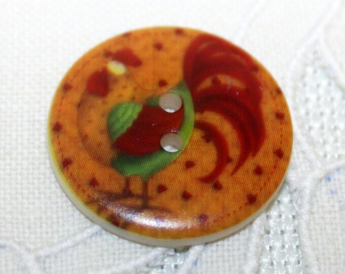 Vintage Debbie Mumm ROOSTER Button - Original Sew Thru Button - 1 & 1/8 ...