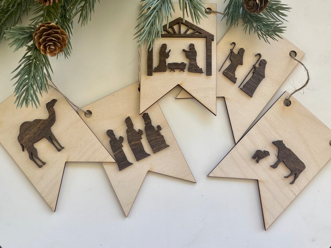 Christmas Nativity Wooden Banner, Laser Cut Nativity Banner, Christmas ...