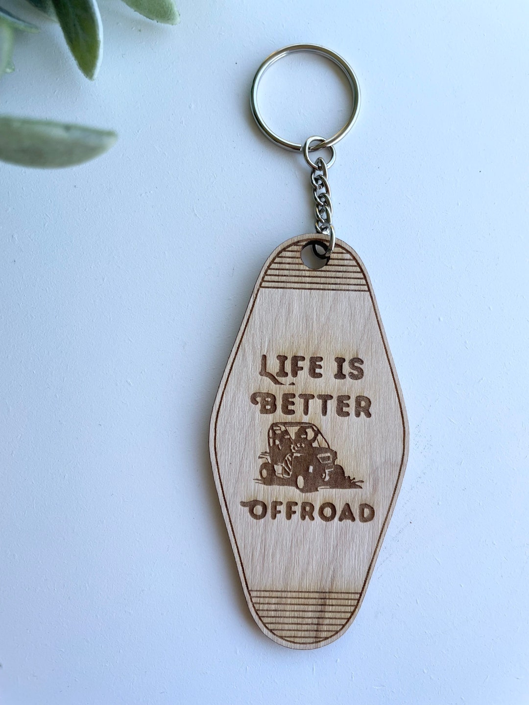 Off Road Hotel Keychain Maple Solid Wood, Laser Cut and Laser Engraved ...