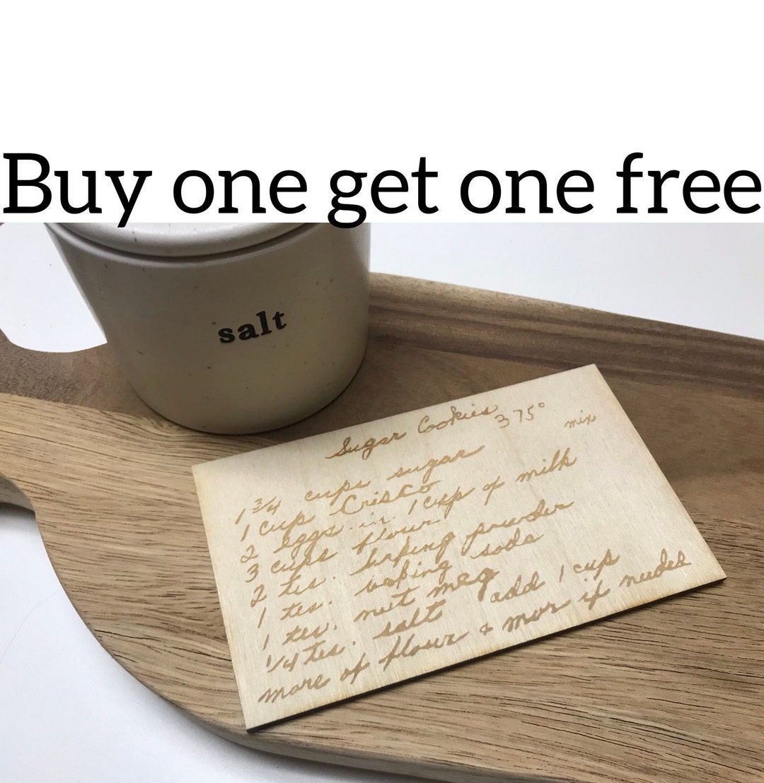 Engraved Handwritten Recipe Card: Custom Laser Etched Birch Wood - Etsy