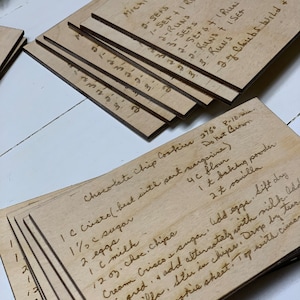 Engraved Handwritten Recipe Card: Custom Laser Etched Birch Wood - Etsy