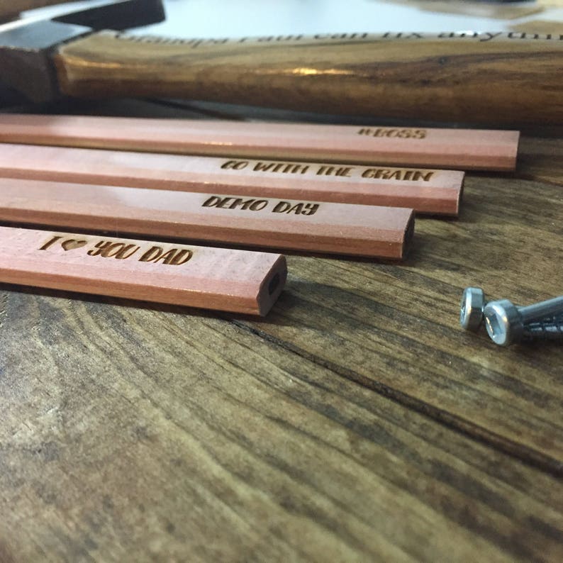 Laser Engraved Wood Carpenters Plumbers Pencils fathers | Etsy