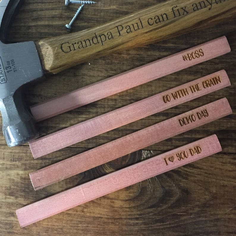 Laser Engraved Wood Carpenters Plumbers Pencils fathers | Etsy