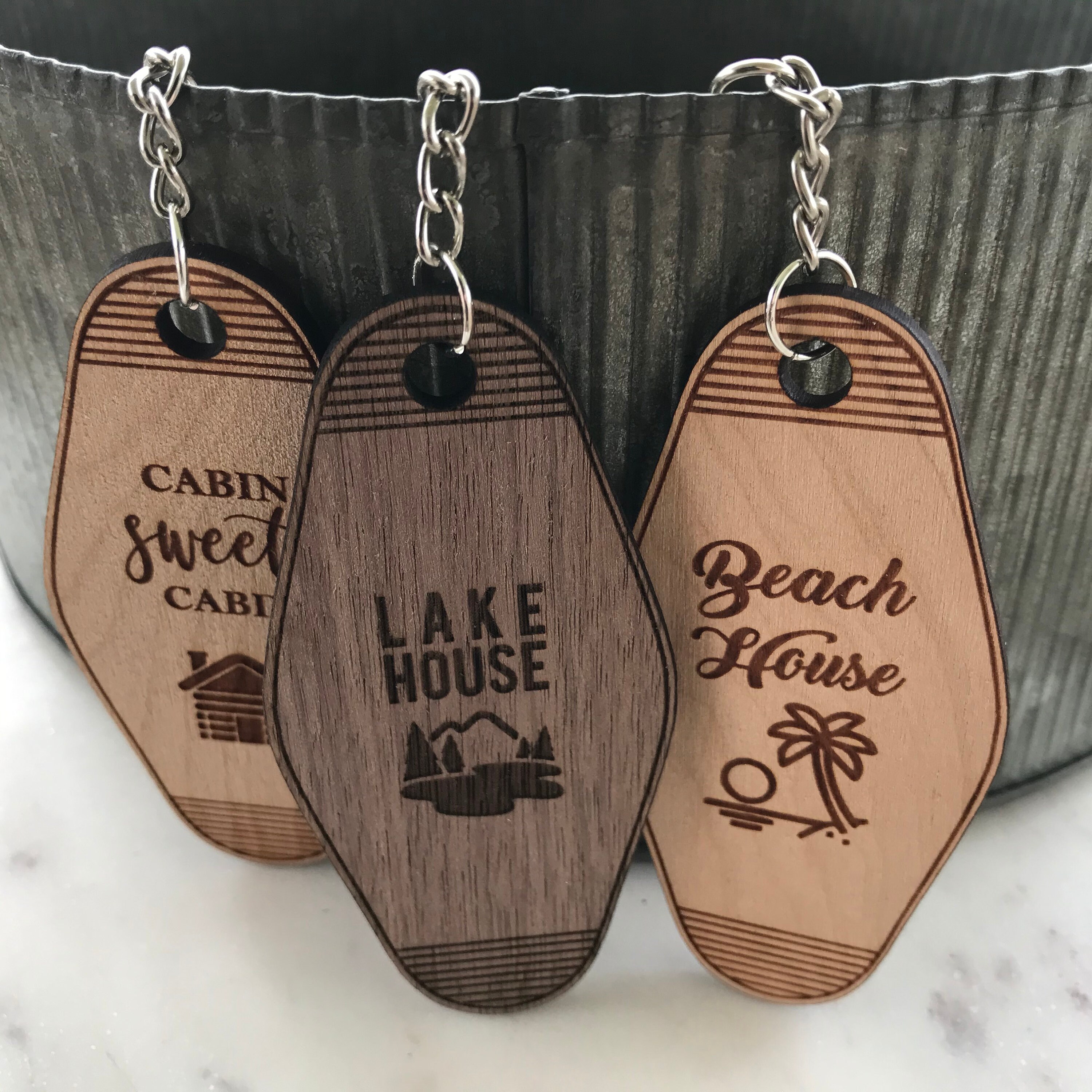 Hotel Keychain Cherry and Walnut Solid Wood Cabin Beach and | Etsy