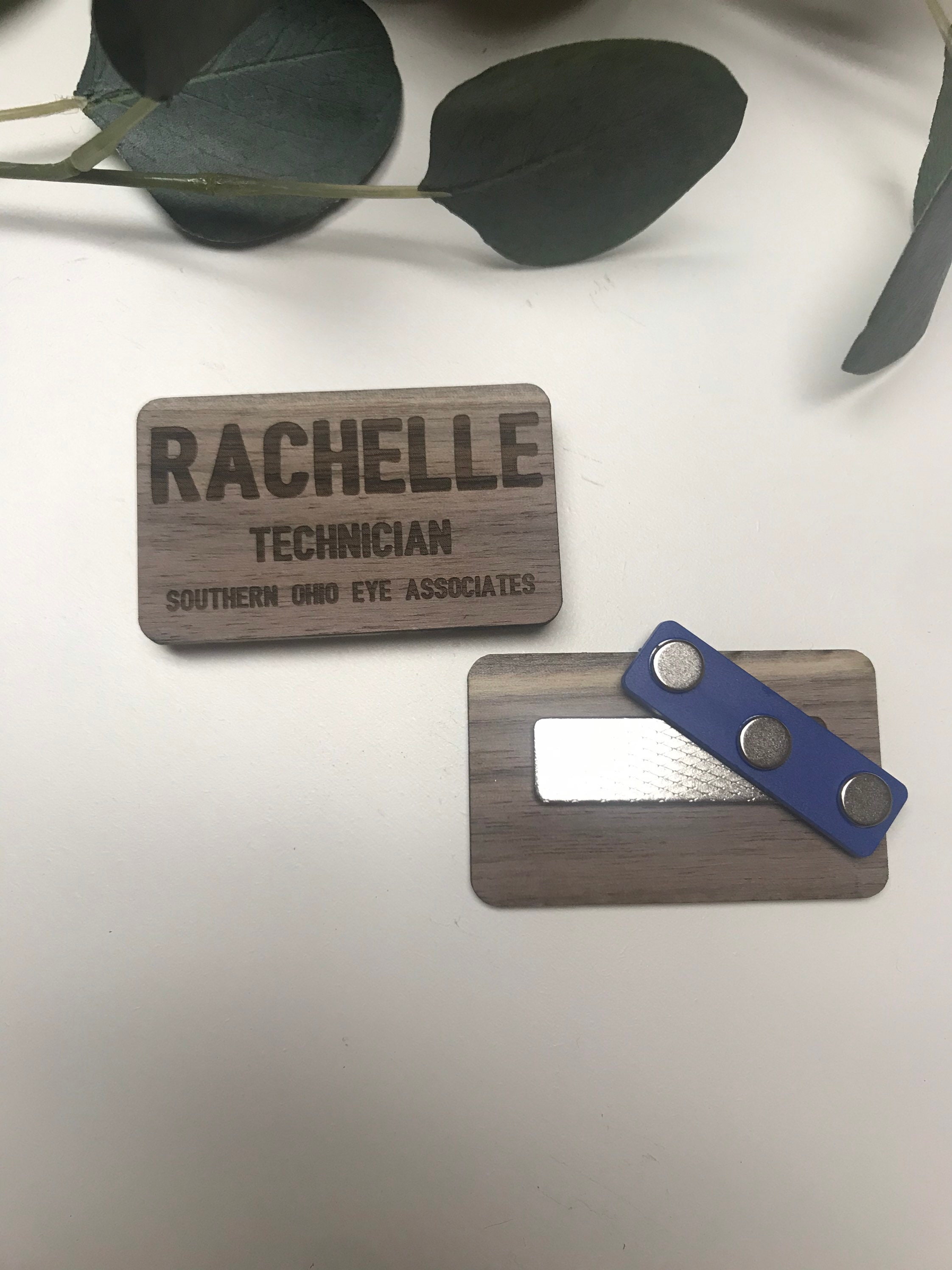 Custom Wood Name Tag, Magnetic Backed Personalize Name Badge, Custom ...