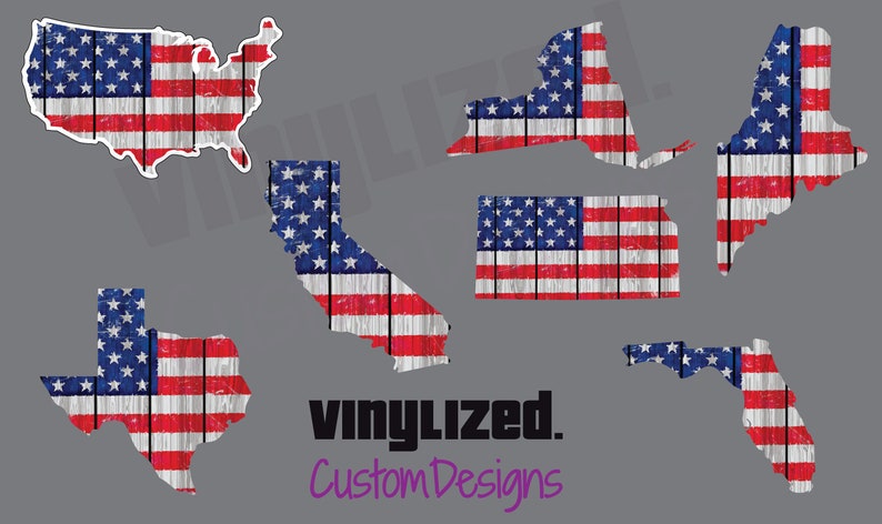 American Flag State Flag Outline Sticker Vinyl Decal US USA - Etsy
