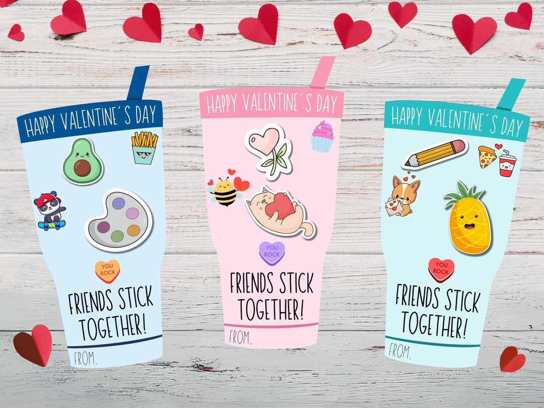 Printable Water Bottle Tumbler Sticker Class Valentine, Friends Stick ...
